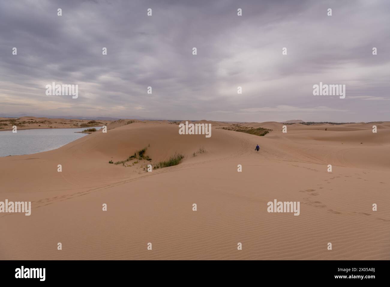 Gobi desert and the river near Wuhai, Inner Mongolia, China. Unique ...