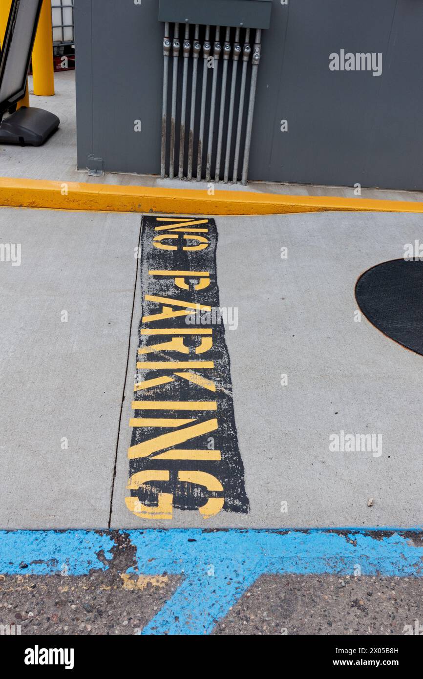 No parking sign printed on parking lot entry. Battle Lake Minnesota MN ...