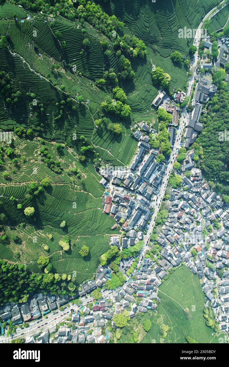 HANGZHOU, CHINA - APRIL 10, 2024 - Aerial photo shows the West Lake ...