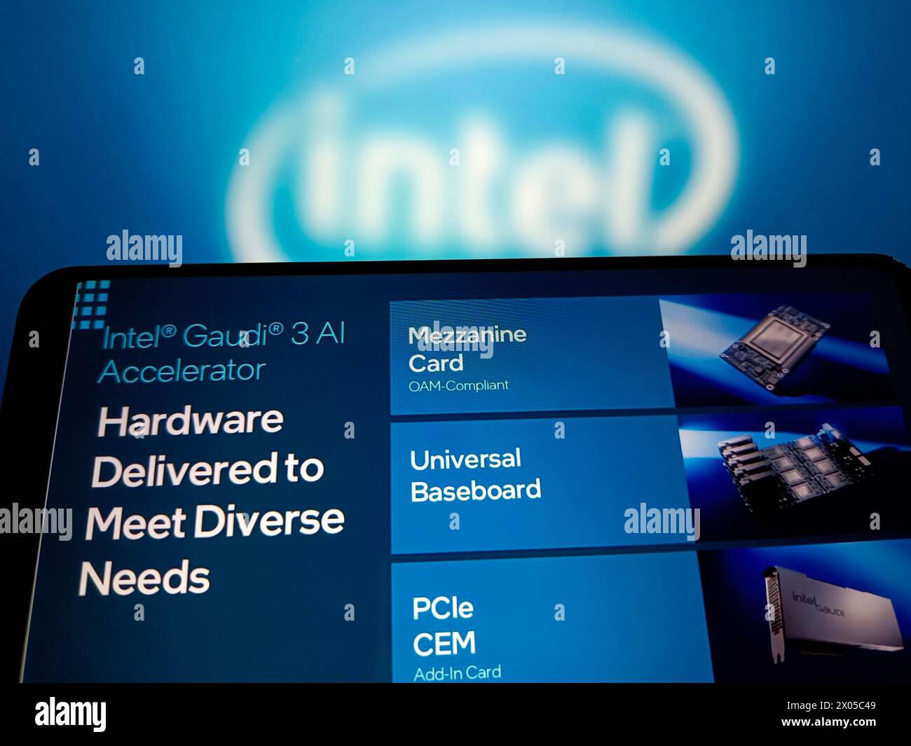 SUQIAN, CHINA - APRIL 10, 2024 - Illustration Intel unveils Gaudi 3 ... SUQIAN, CHINA - APRIL 10, 2024 - Illustration Intel unveils Gaudi 3 ...