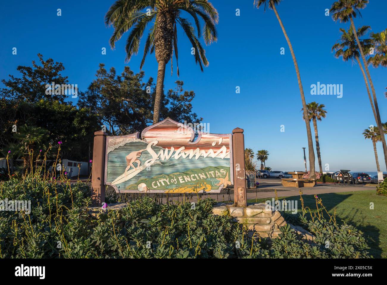 Swami's Beach sign. Encinitas, California, USA Stock Photo - Alamy