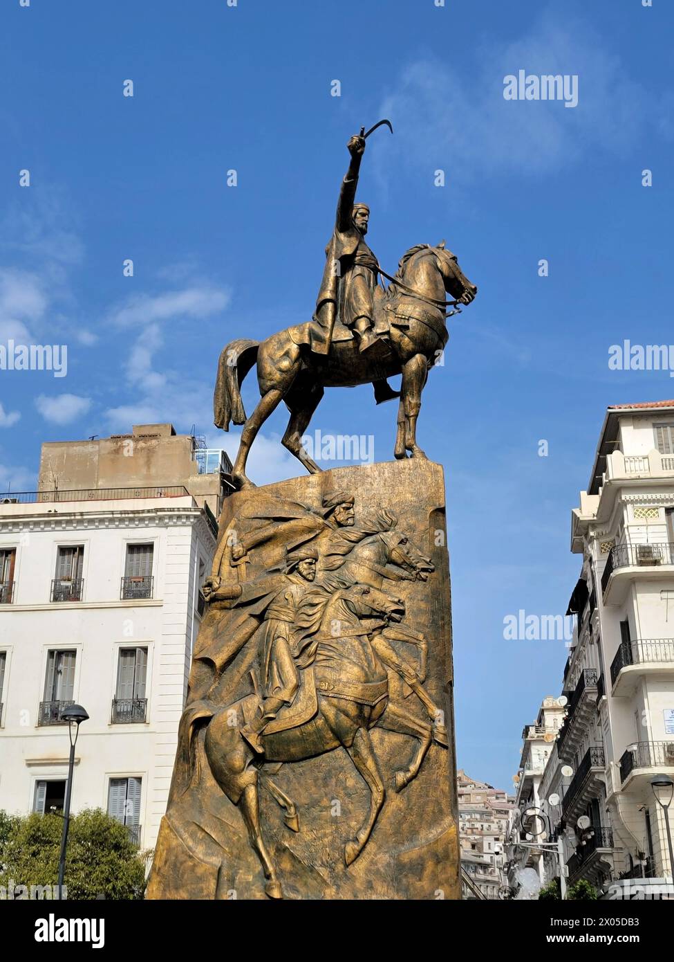 Statue of Emir Abdelkader at EL Amir Abdelkader square in downtown Algiers Algeria Stock Photo ...