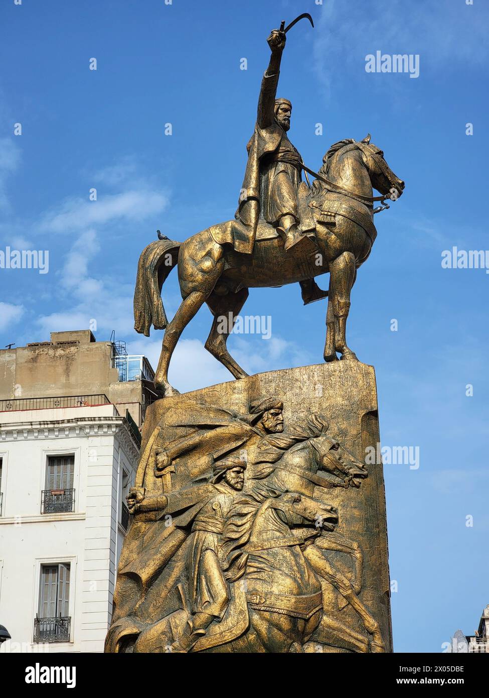 Statue of Emir Abdelkader at EL Amir Abdelkader square in downtown Algiers Algeria Stock Photo ...