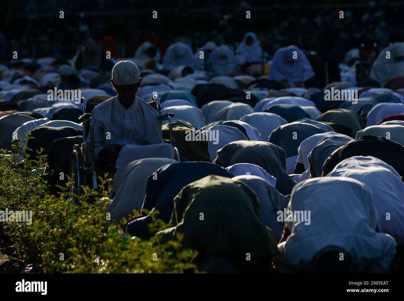 Bogor, West Java, Indonesia. 10th Apr, 2024. Muslim worshippers praying on the occasion of Eid ...