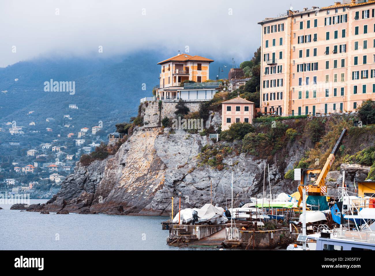 Camogli Italy a tranquil seaside village built on cliffs over the sea ...