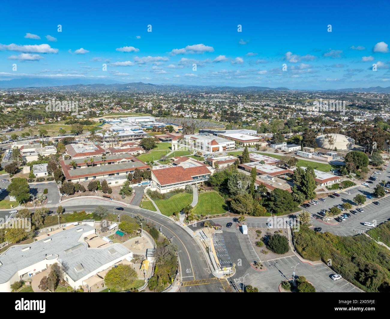 Aerial view of Miracosta public community college serving coastal North ...
