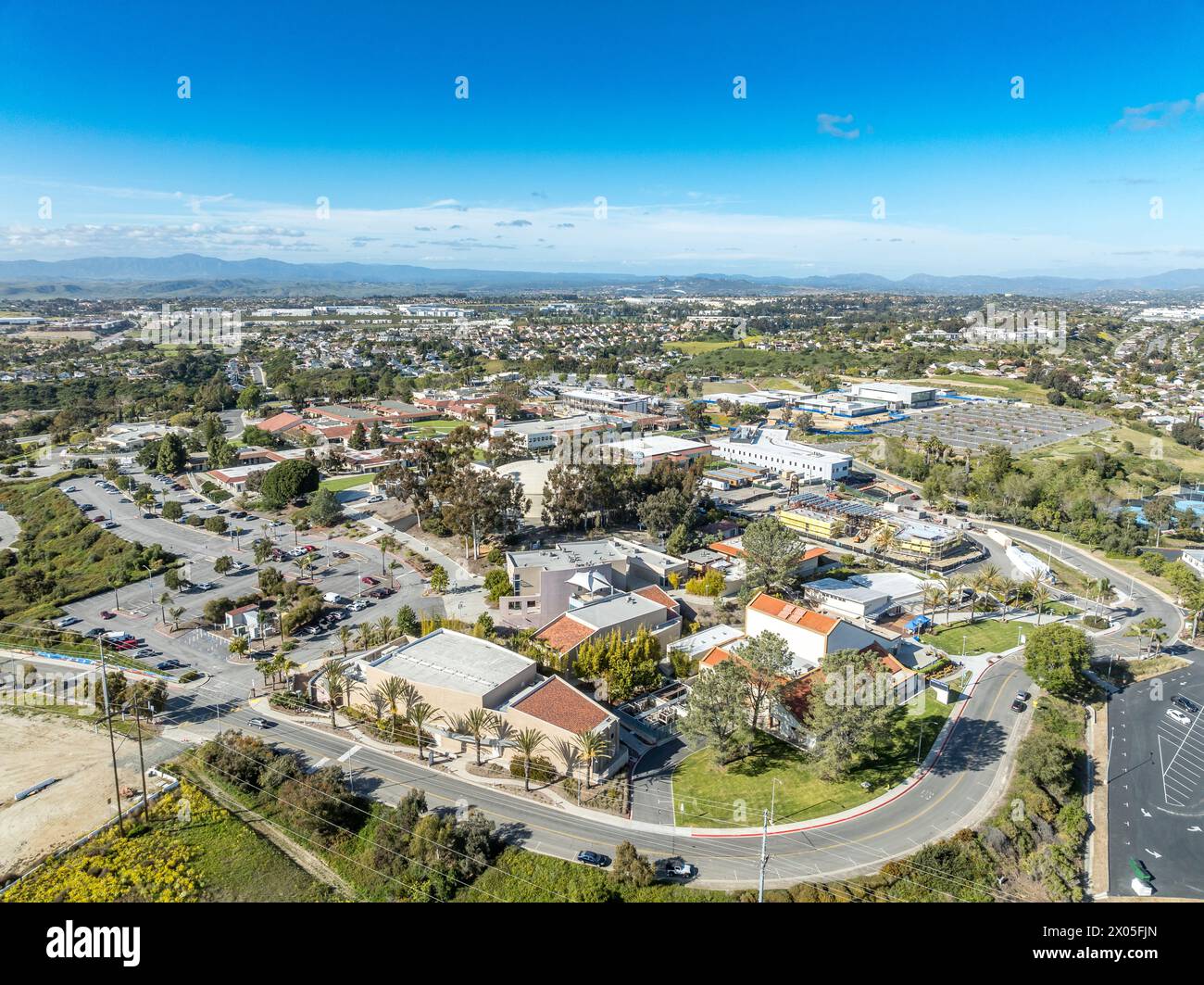 Aerial view of Miracosta public community college serving coastal North ...