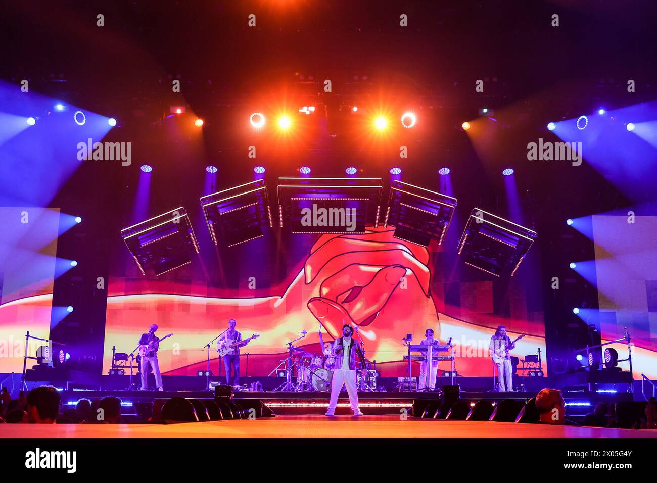 Assago, Italy. 09th Apr, 2024. (C) Riccardo Zanotti with (L-R) Lorenzo ...
