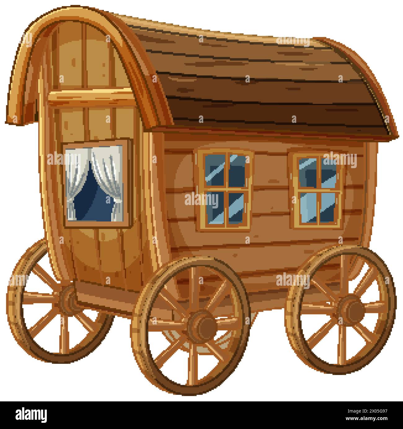 Colorful vector art of a classic wooden wagon Stock Vector Image & Art ...