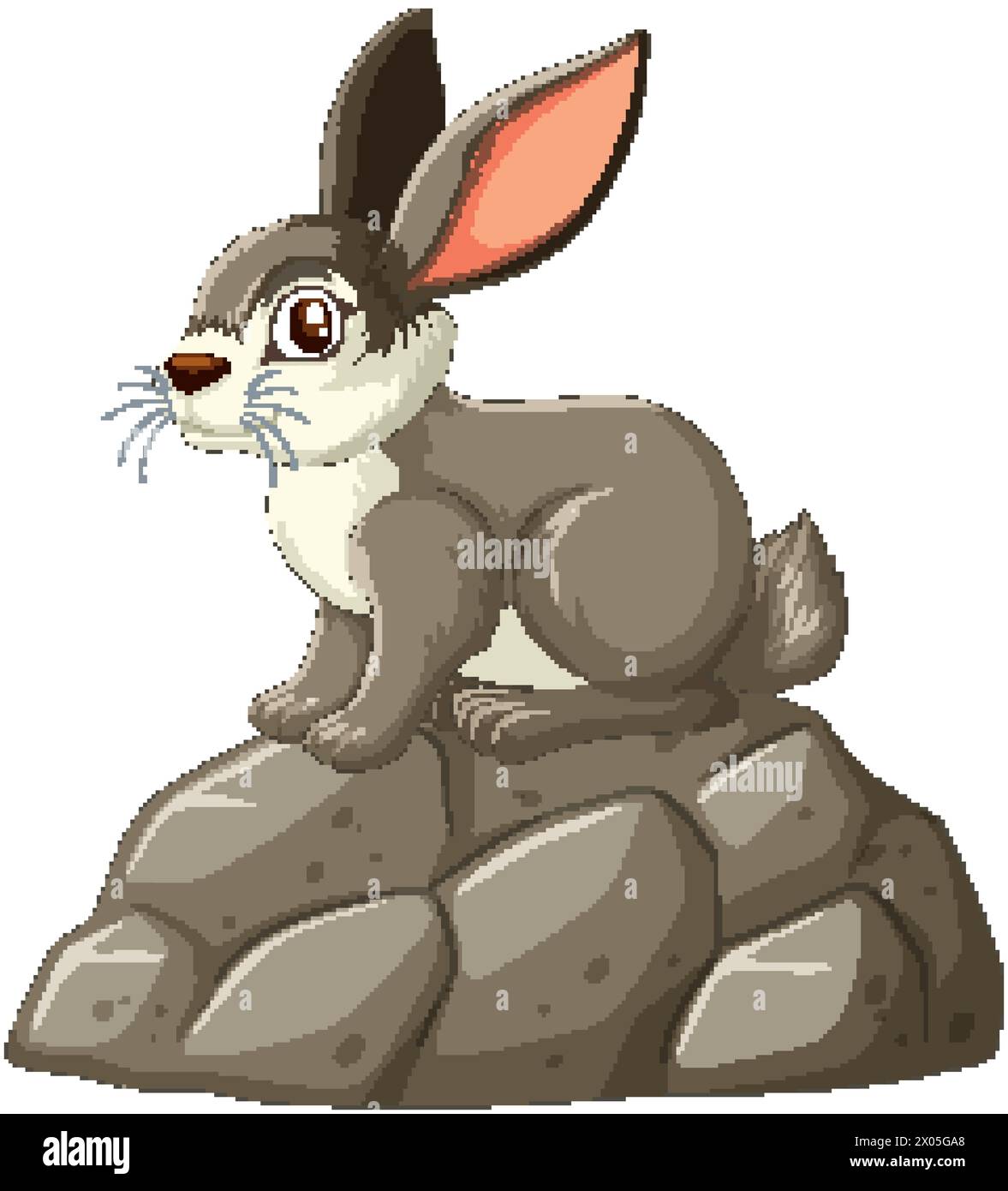 Vector illustration of a rabbit on stones Stock Vector Image & Art - Alamy