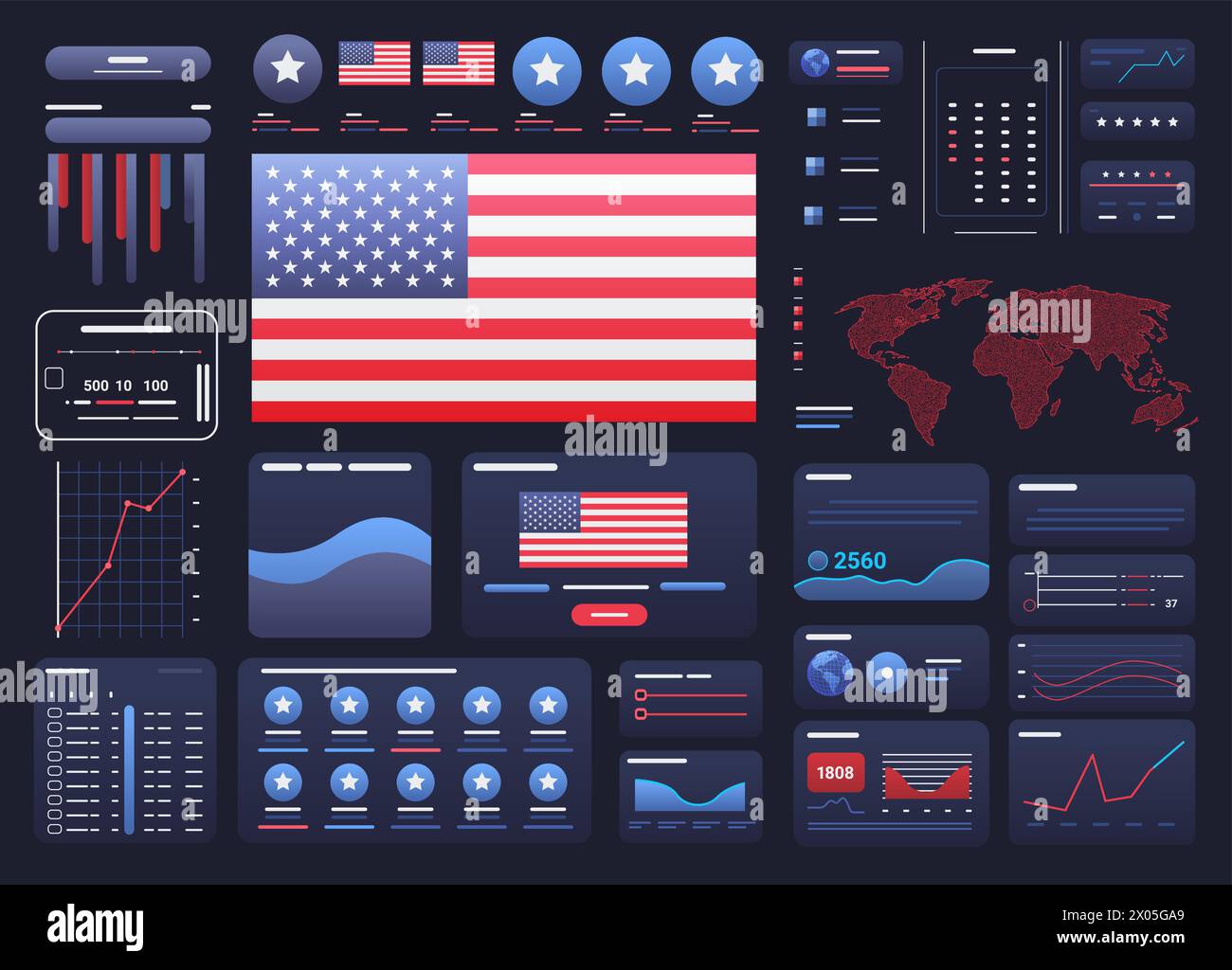 USA presidential election statistic banner with infographics American Election campaign ...