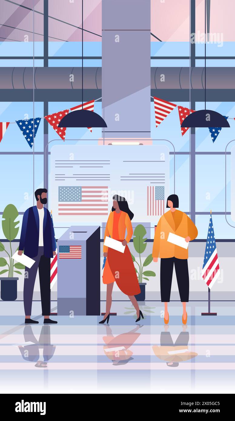 election day concept voters casting ballots at polling place during ...