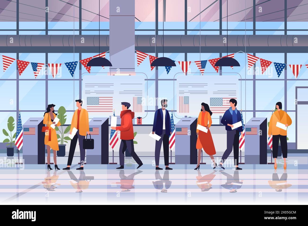 election day concept voters casting ballots at polling place during ...