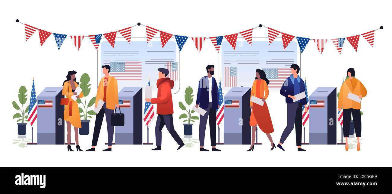 election day concept voters casting ballots at polling place during ...