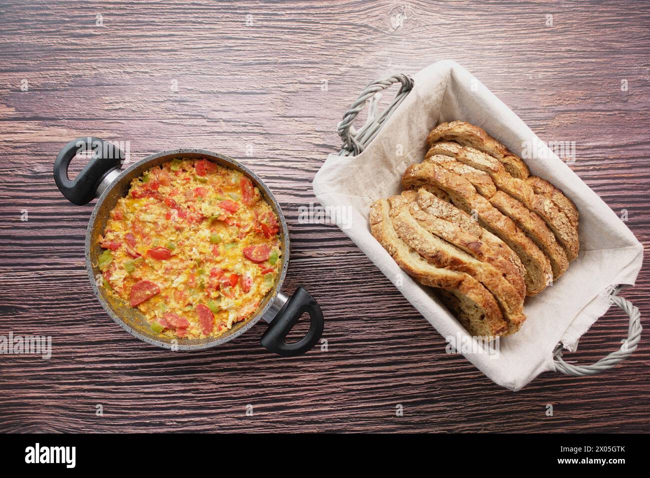Turkish Menemen omelet in a frying pan Stock Photo - Alamy