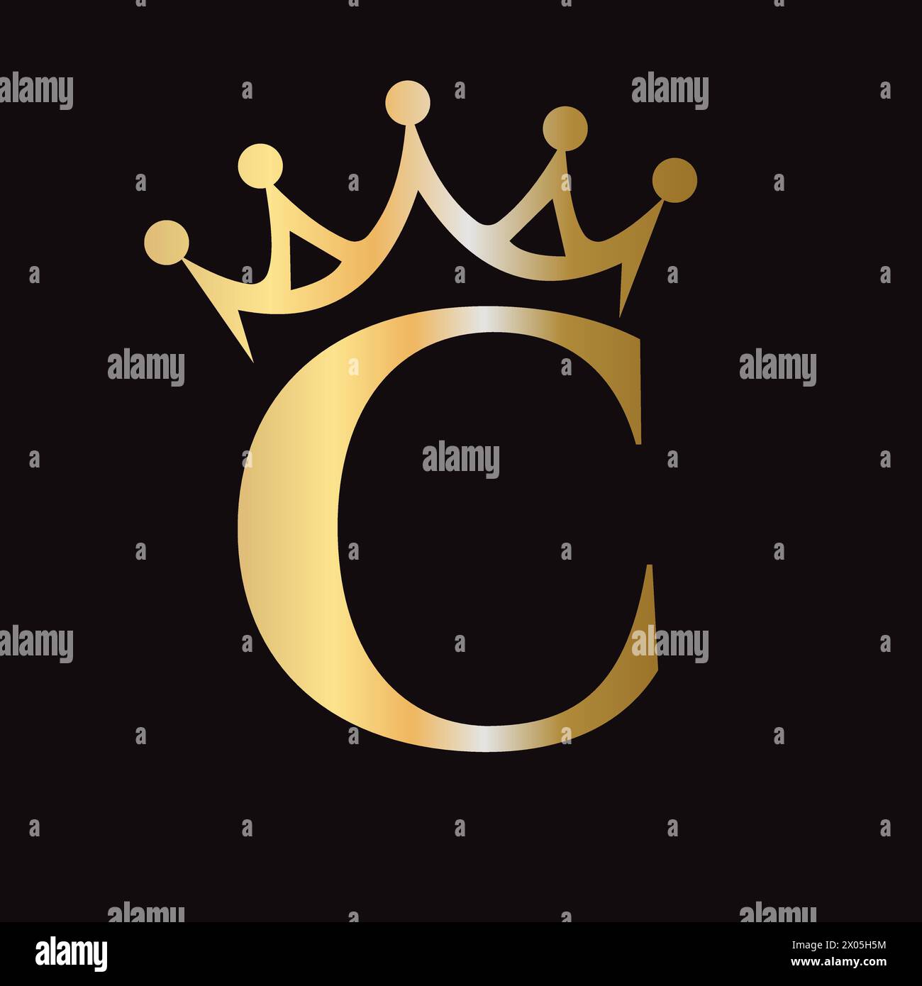 Letter C Crown Logo for Queen Sign, Beauty, Fashion, Star, Elegant ...