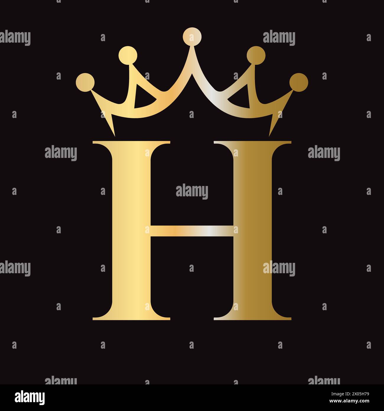 Letter H Crown Logo for Queen Sign, Beauty, Fashion, Star, Elegant ...