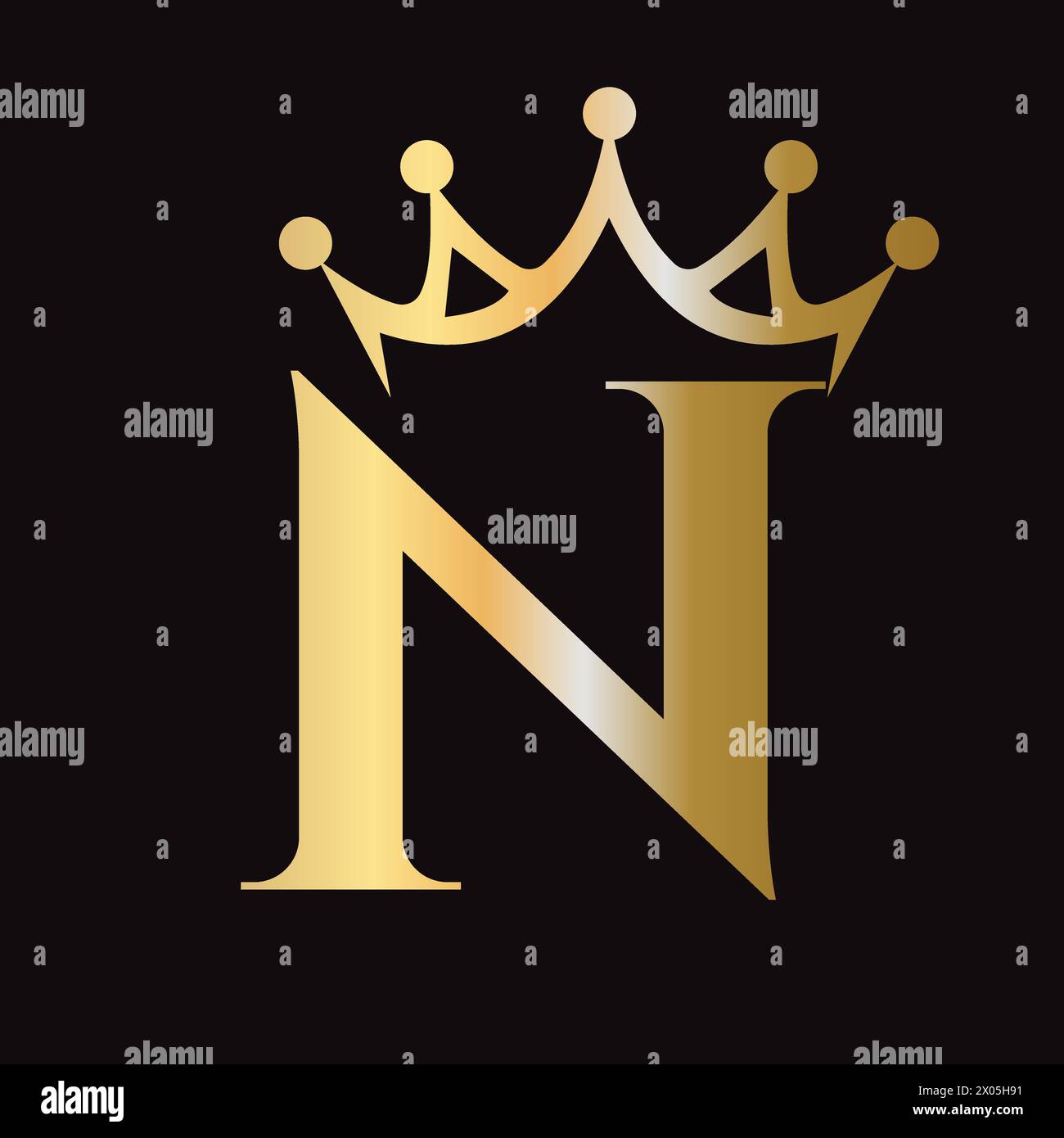 Letter N Crown Logo for Queen Sign, Beauty, Fashion, Star, Elegant ...