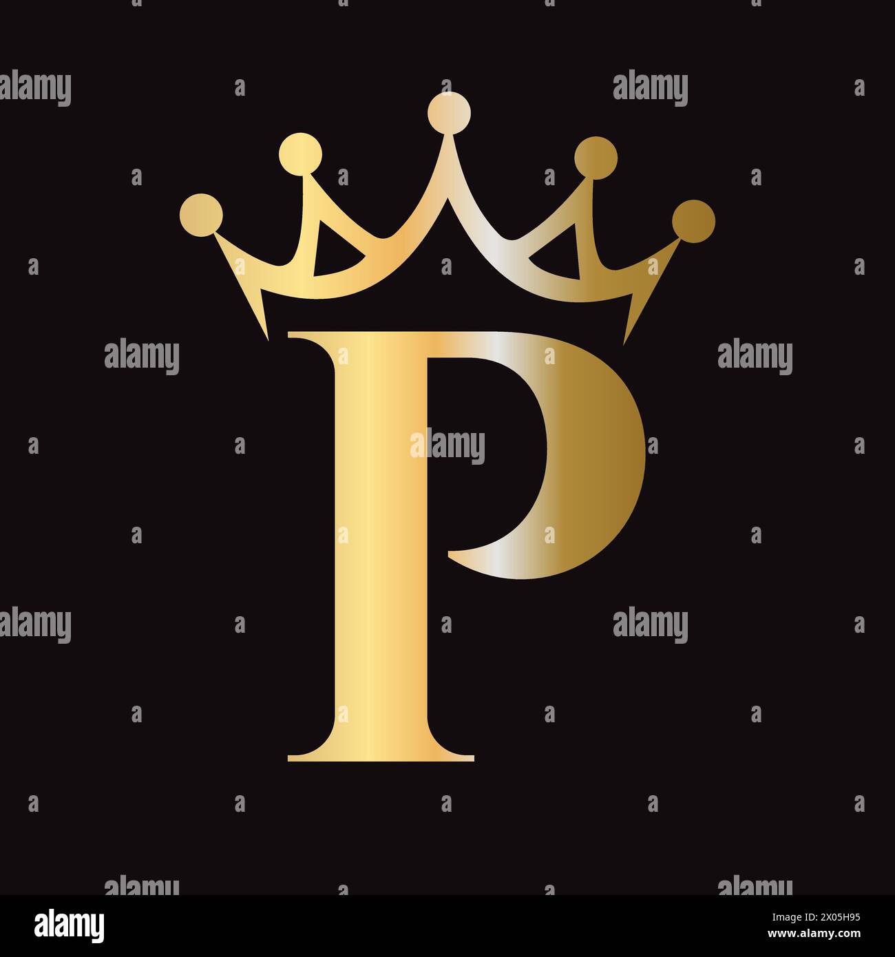Letter P Crown Logo for Queen Sign, Beauty, Fashion, Star, Elegant ...