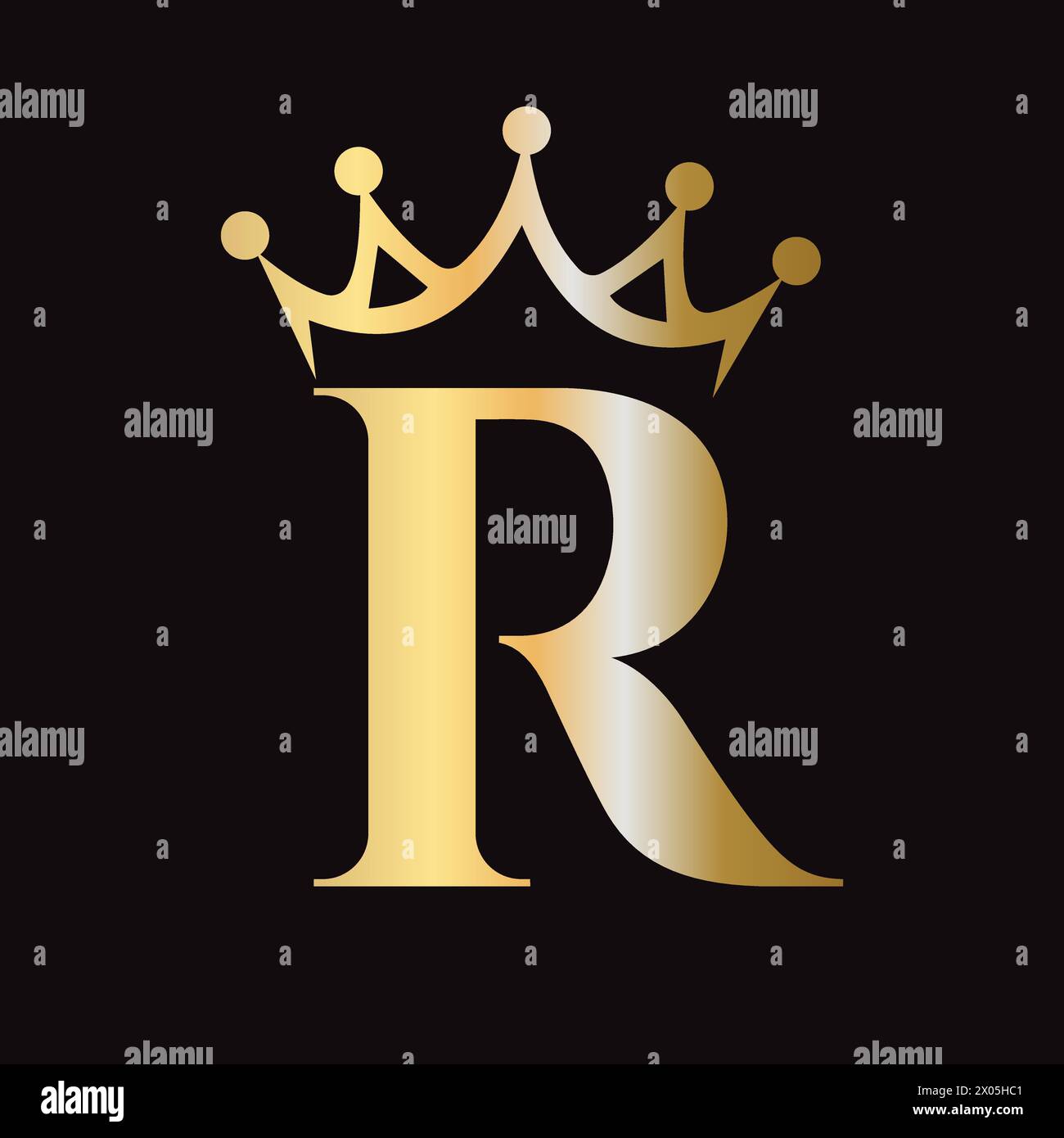 Letter R Crown Logo for Queen Sign, Beauty, Fashion, Star, Elegant ...