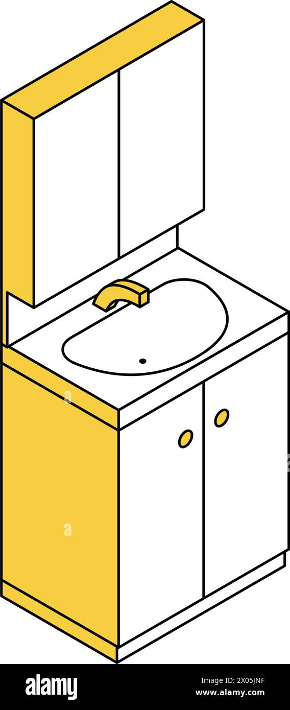 Home remodeling, freestanding vanity, simple isometric illustration ...
