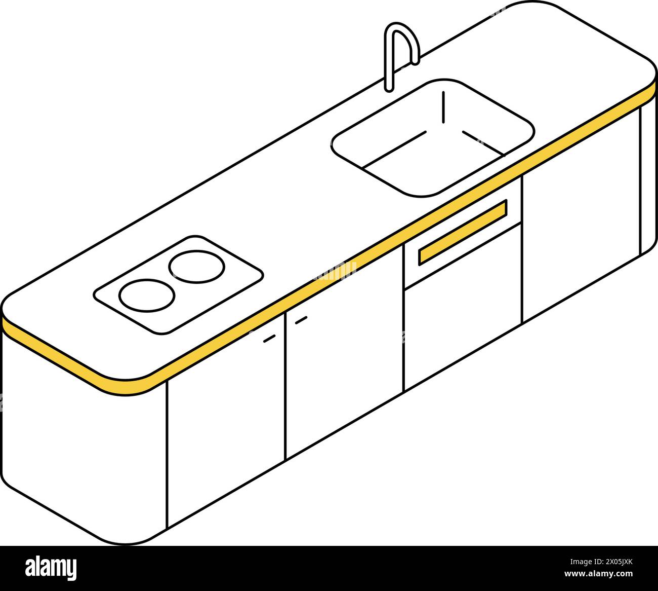 Home remodeling, all-electric system kitchen, simple isometric ...