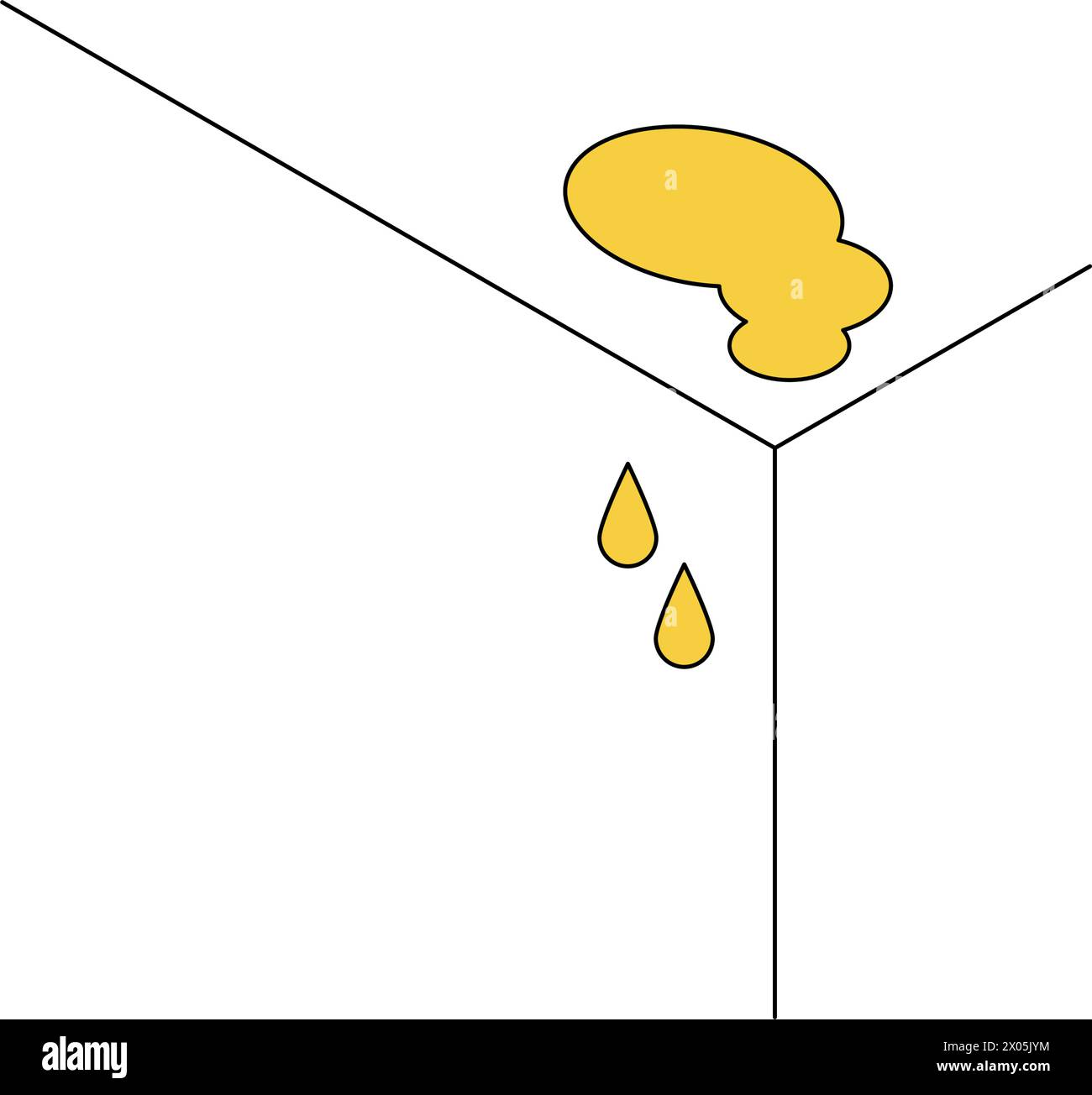 Home renovation, leaky (leaking) ceiling, simple isometric illustration ...