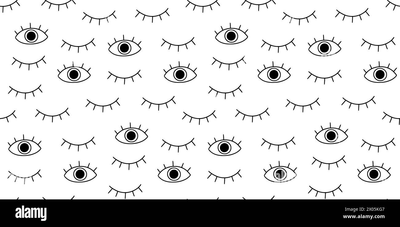 Eye doodle seamless vector pattern. Hand drawn doodle sketch simple ...