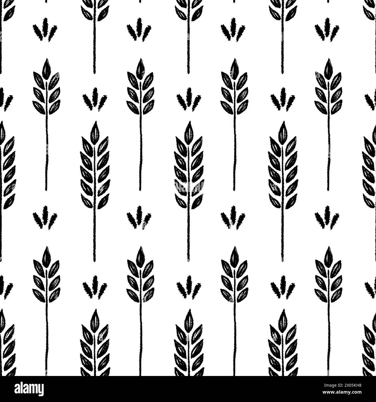 Wheat brush texture seamless pattern background. Hand drawn crayon ...