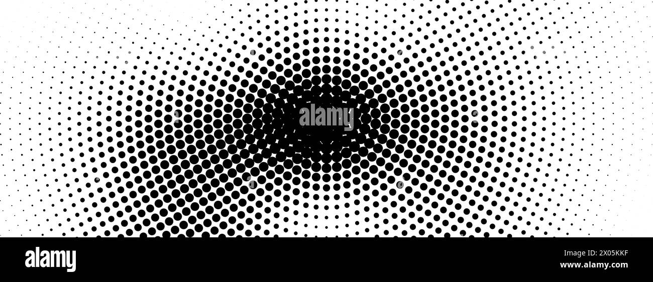 Radial halftone grunge fading texture. Vanishing dotted circle line ...