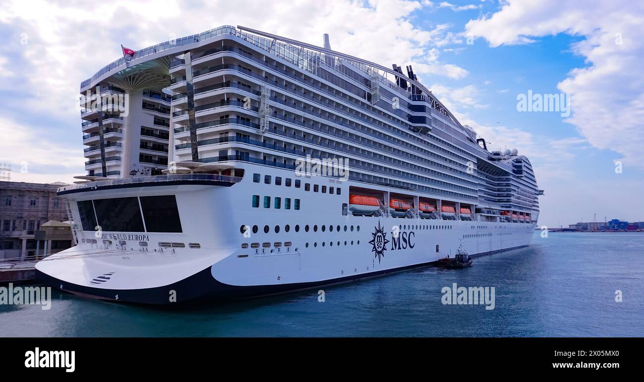 Genoa, Liguria, Italy - April 28, 2023: The cruise ship Msc World ...