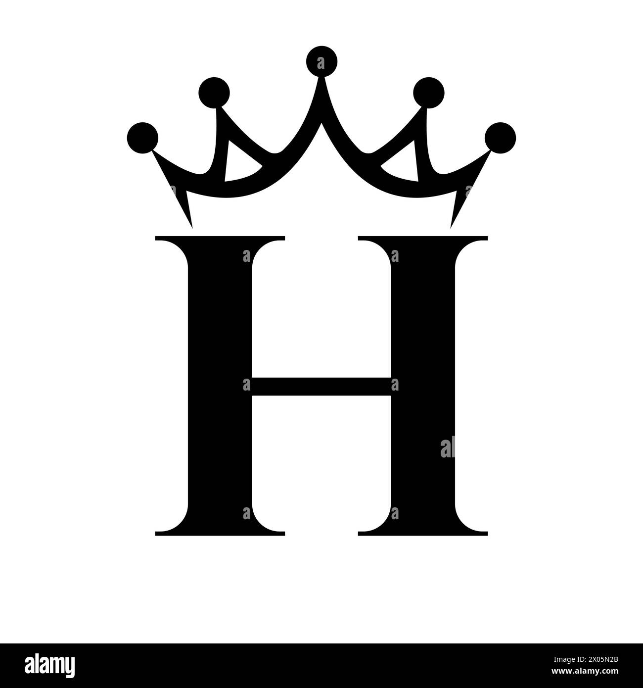 Letter H Crown Logo for Queen Sign, Beauty, Fashion, Star, Elegant ...