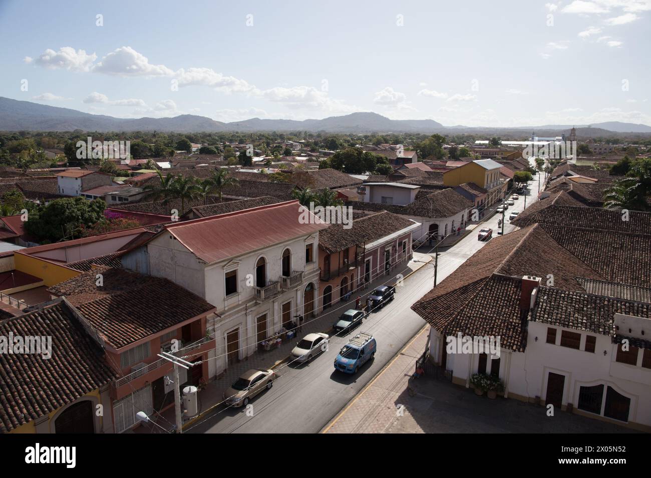 Colonial era architecture dominates the city of Granada, NIcaragua, a ...