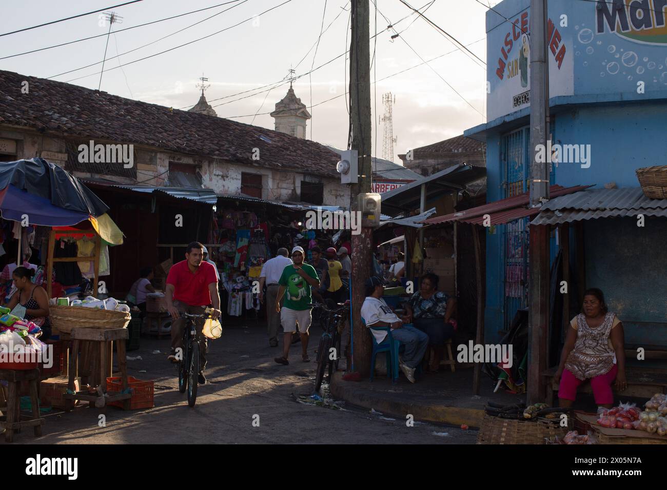 Colonial era architecture dominates the city of Granada, NIcaragua, a ...