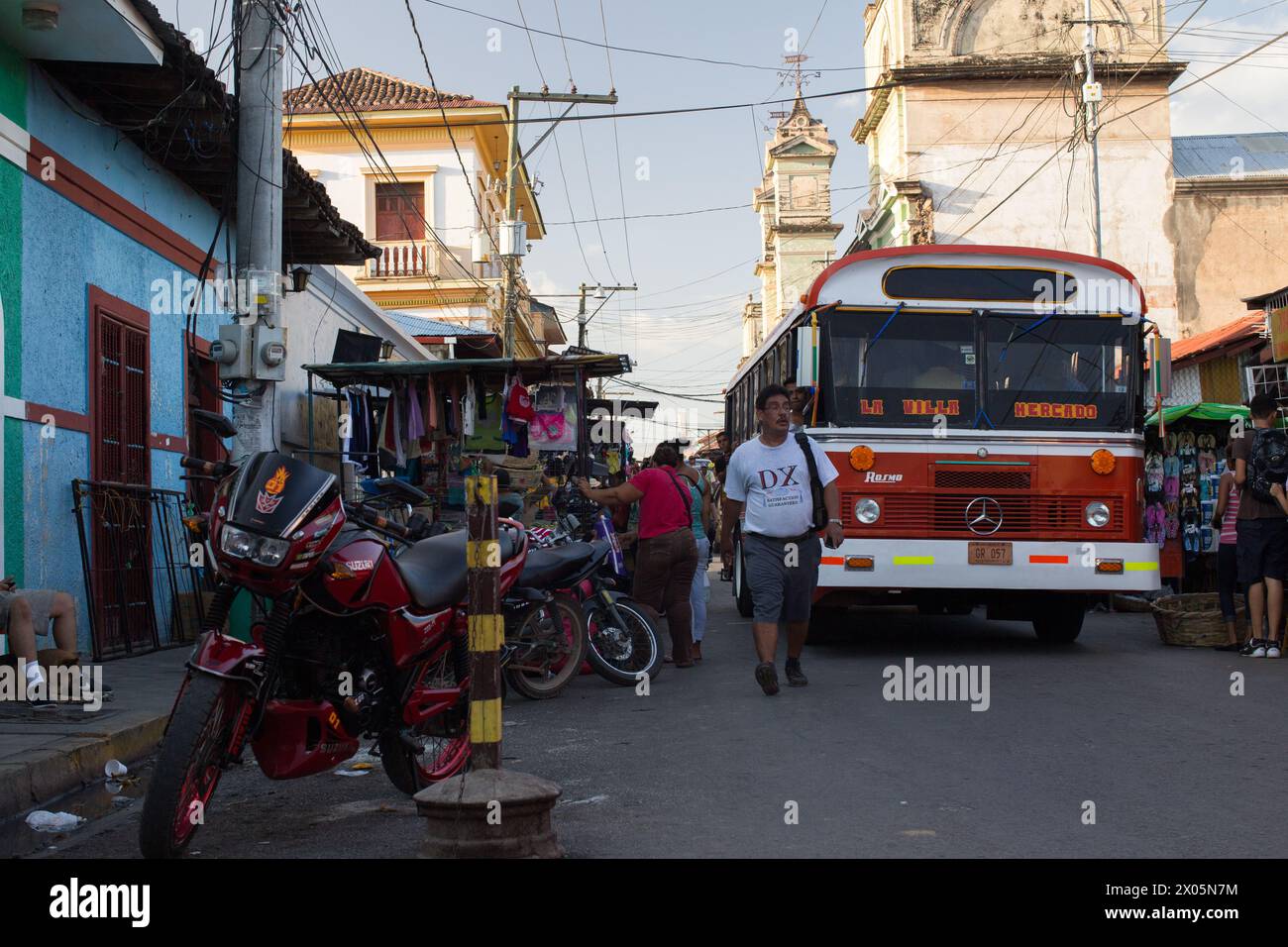 Colonial era architecture dominates the city of Granada, NIcaragua, a ...