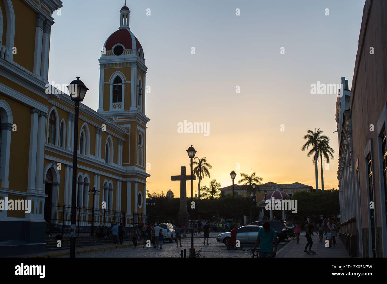 Colonial era architecture dominates the city of Granada, NIcaragua, a ...