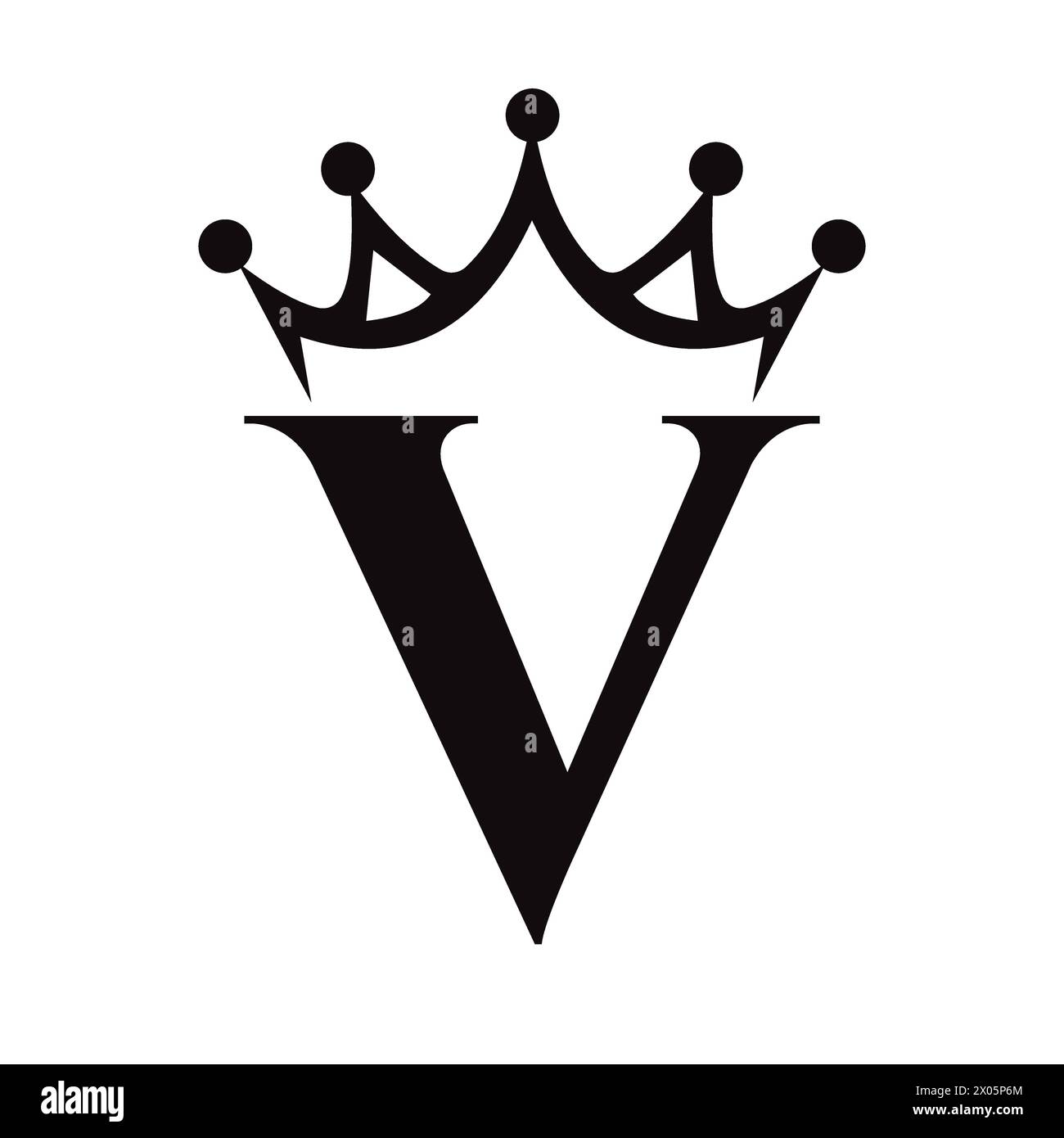 Letter V Crown Logo for Queen Sign, Beauty, Fashion, Star, Elegant ...