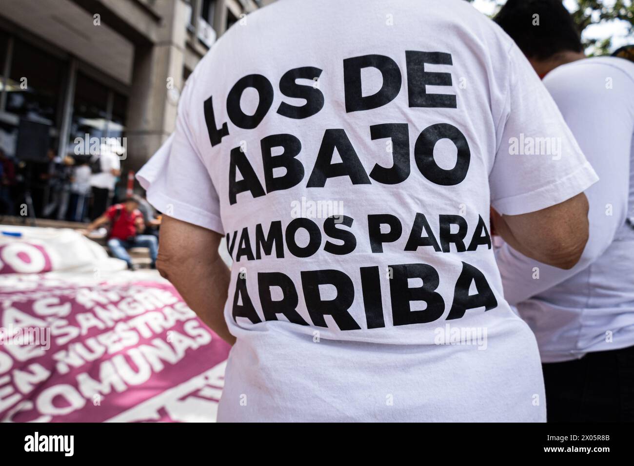 Medellin, Colombia. 09th Apr, 2024. Demonstrators take part in a ...