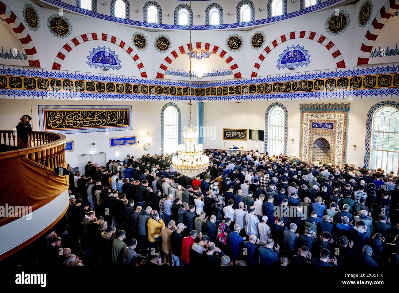ROTTERDAM - Muslims during morning prayers in the Mevlana Mosque. Eid ...
