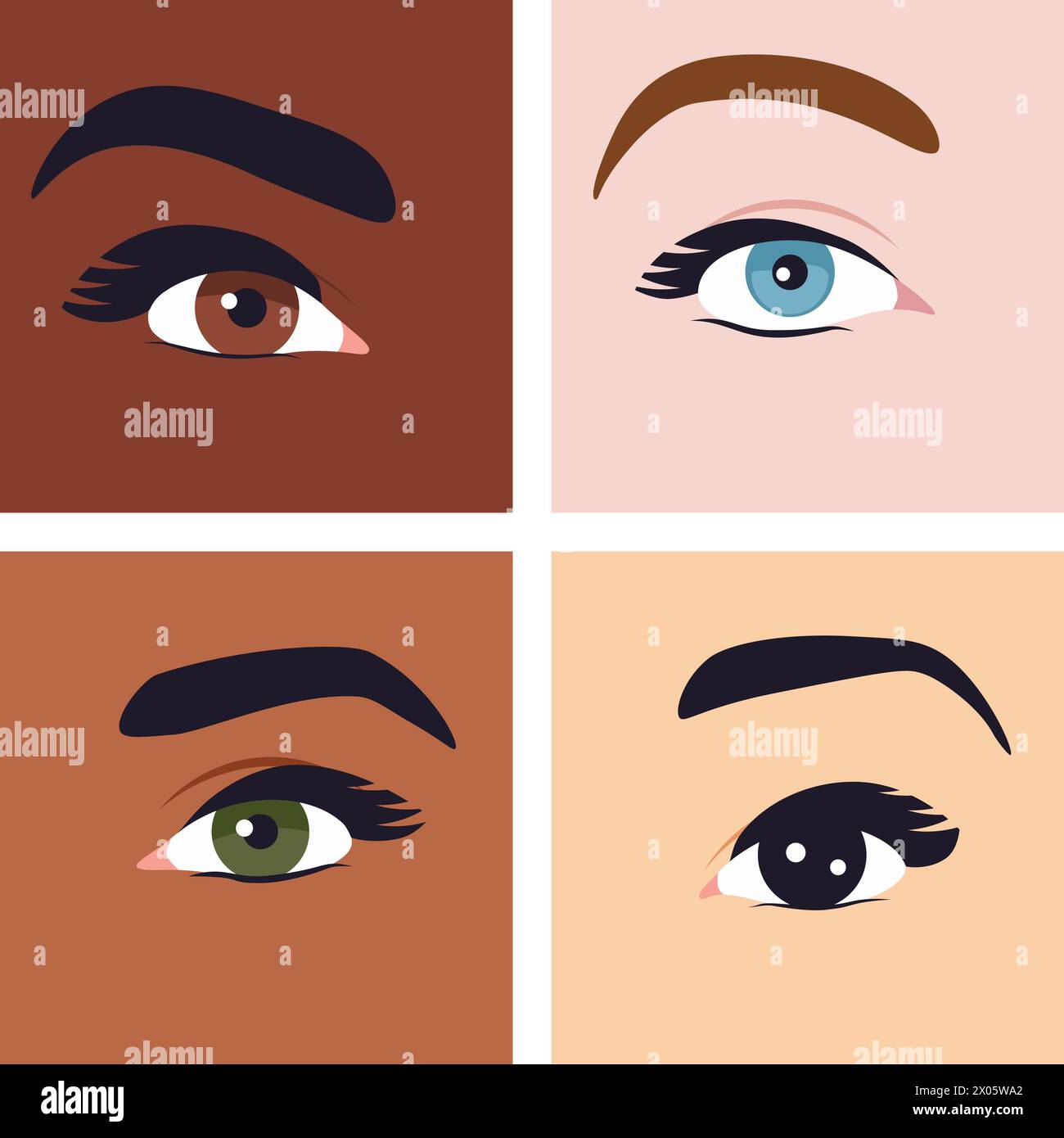 Combination of eyes on different skin tone, diversity concept Stock ...