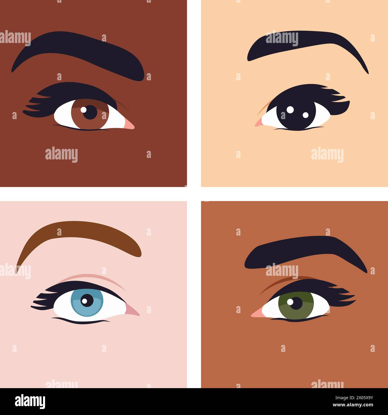 Combination of eyes on different skin tone, diversity concept Stock ...