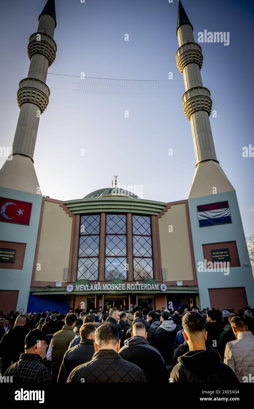 ROTTERDAM - Muslims during morning prayers in the Mevlana Mosque. Eid ...