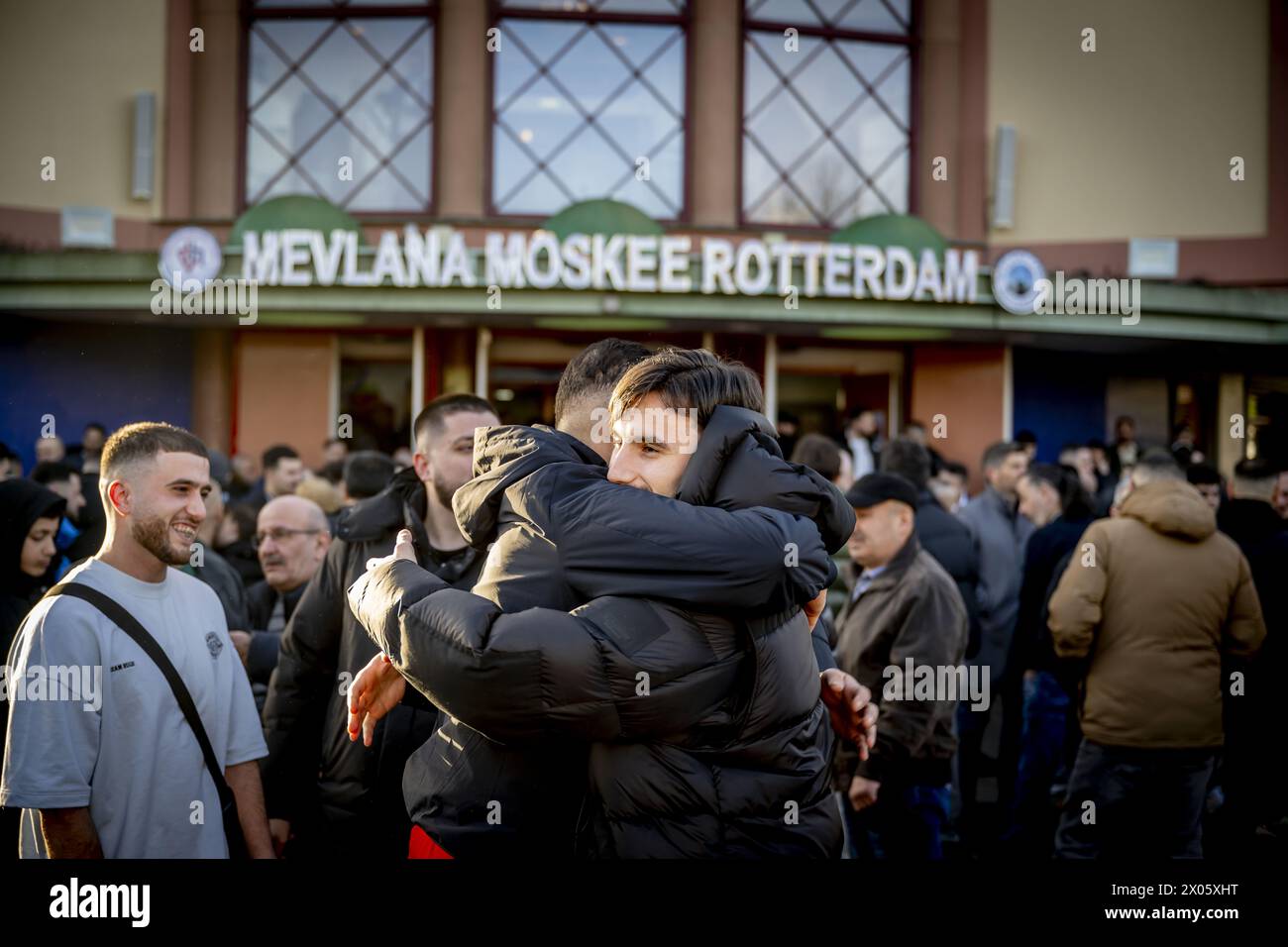 ROTTERDAM - Muslims after morning prayers in the Mevlana Mosque. Eid al ...