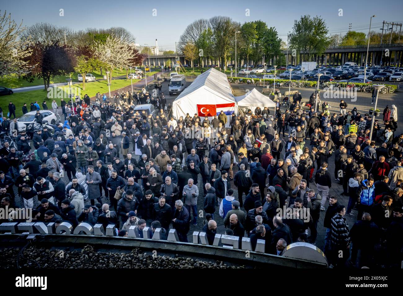 ROTTERDAM - Muslims during morning prayers in the Mevlana Mosque. Eid ...