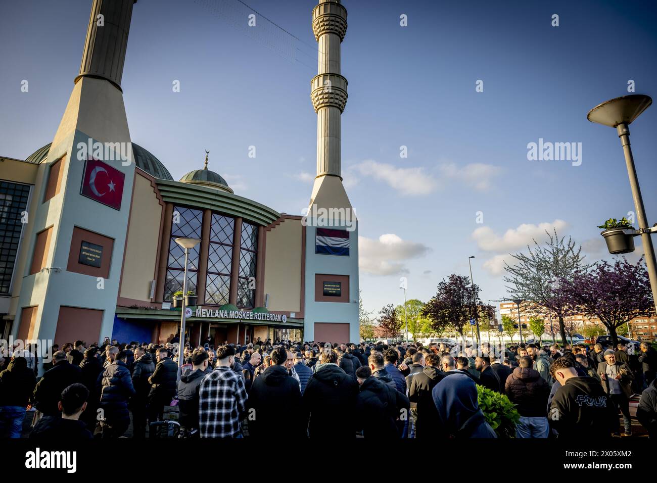ROTTERDAM - Muslims after morning prayers in the Mevlana Mosque. Eid al ...