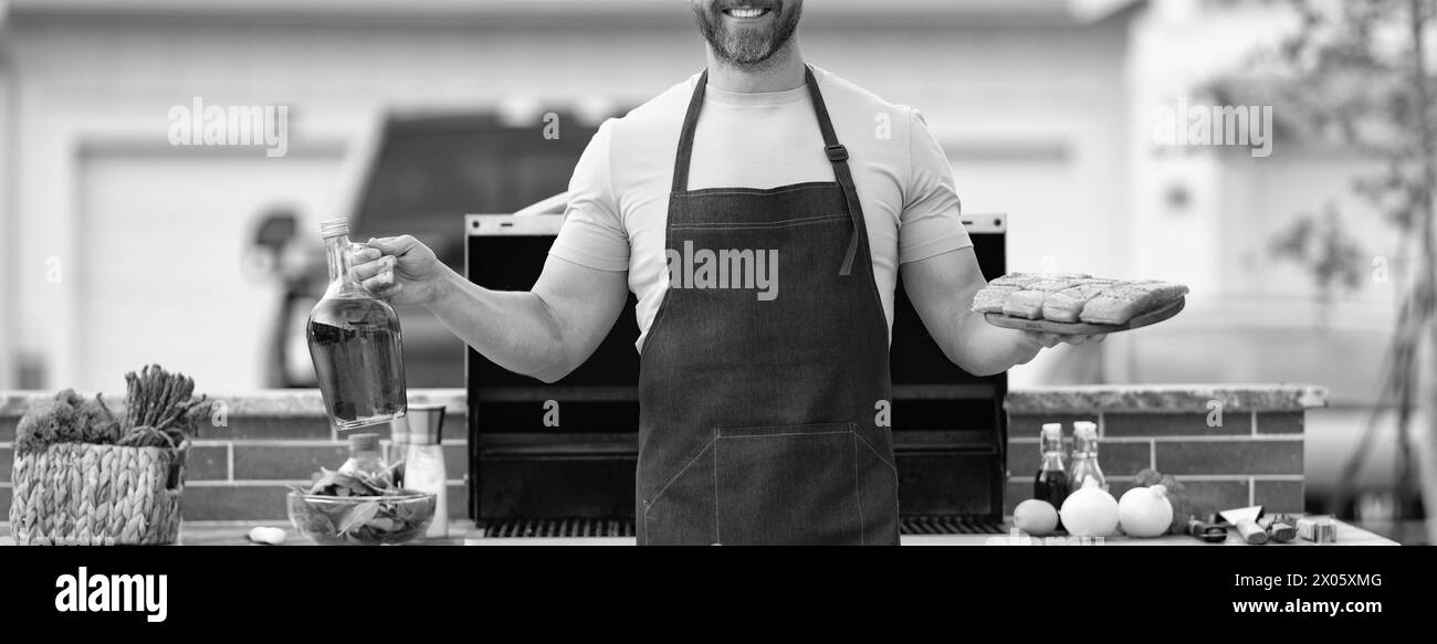 bbq man with salmon fish. bbq man with salmon fish outdoor. bbq man ...