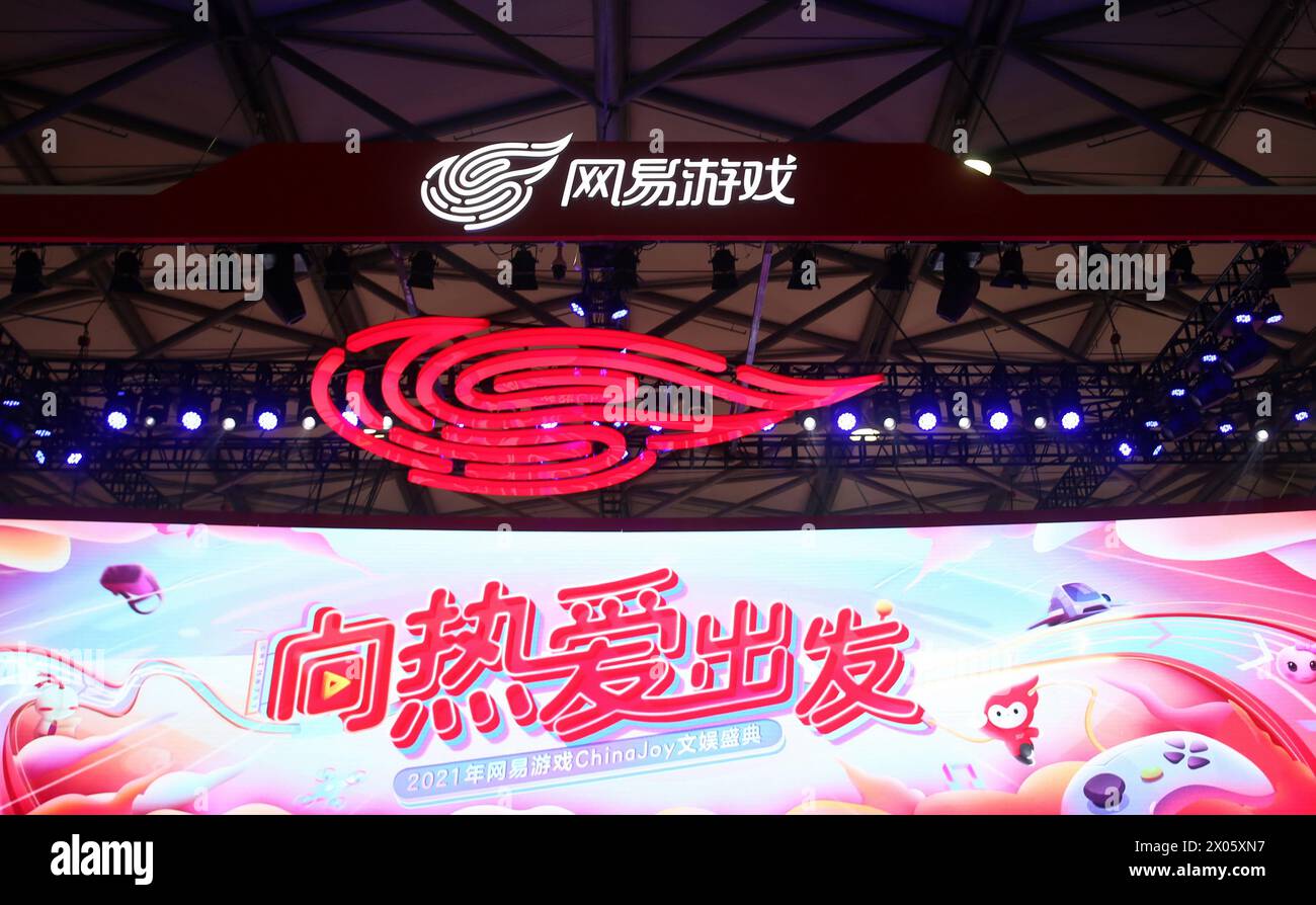 Shanghai, China. 10th Apr, 2024. The NetEase game booth is on display ...