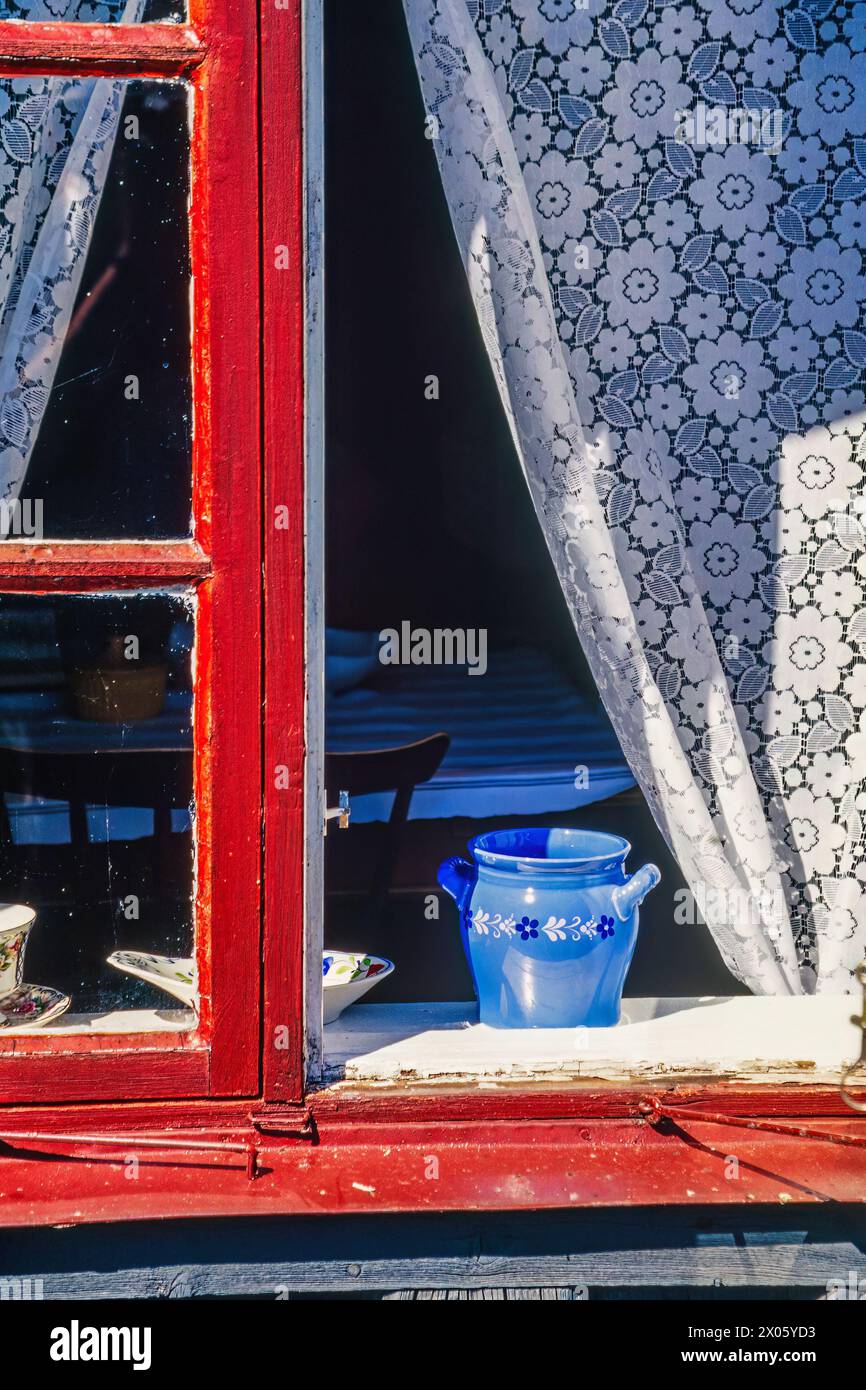 Open window with a clay pot in an old croft Stock Photo - Alamy