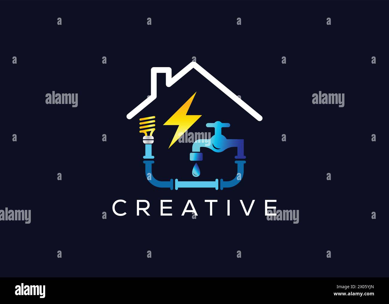 Creative and minimal colorful plumbing and electrical logo vector ...