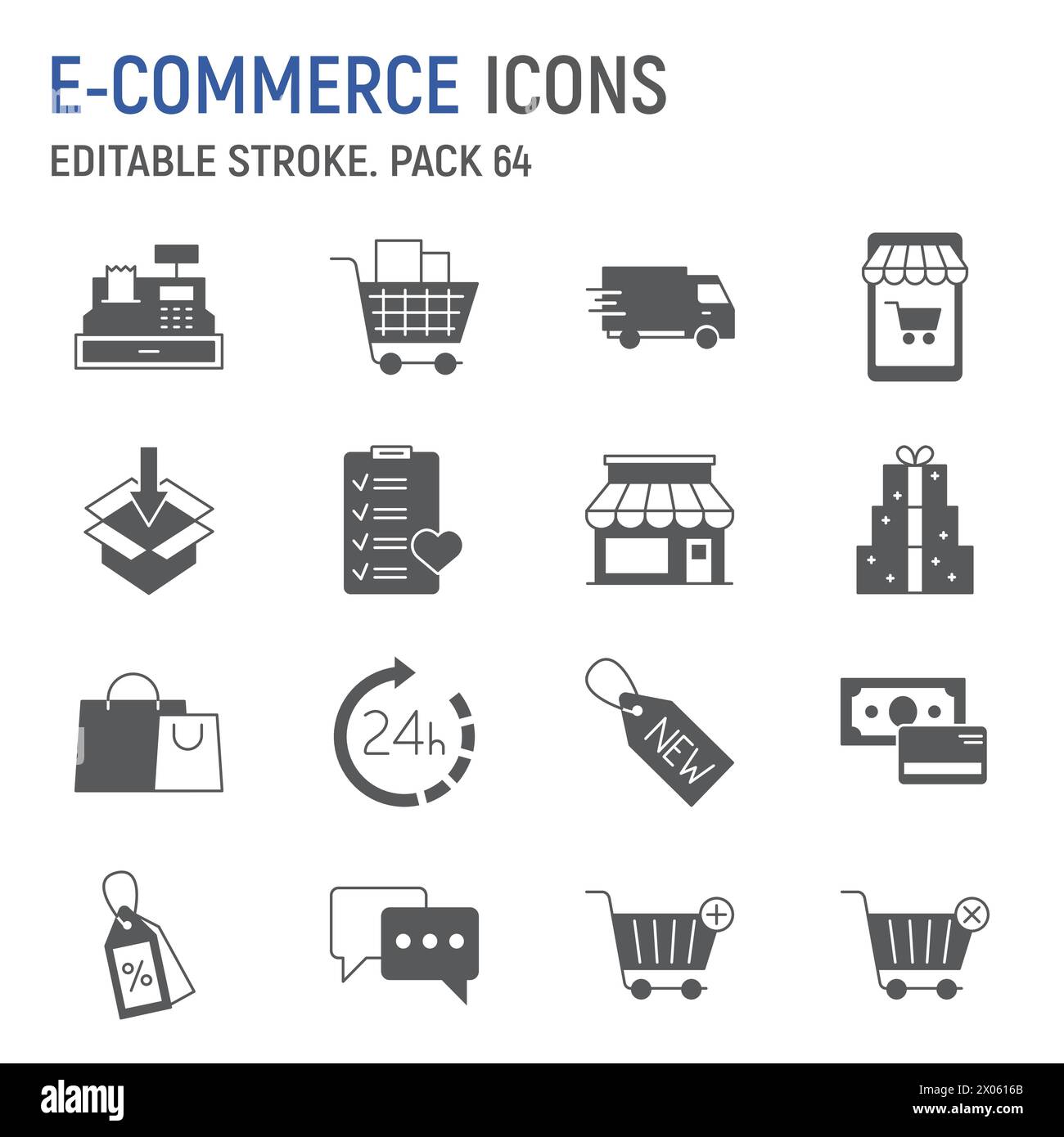 E-commerce glyph icon set, online shopping collection, vector graphics ...